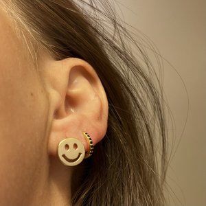 chichigems | Jewelry | Cute Gold Happy Smiley Face Unisex Stud Earrings ...
